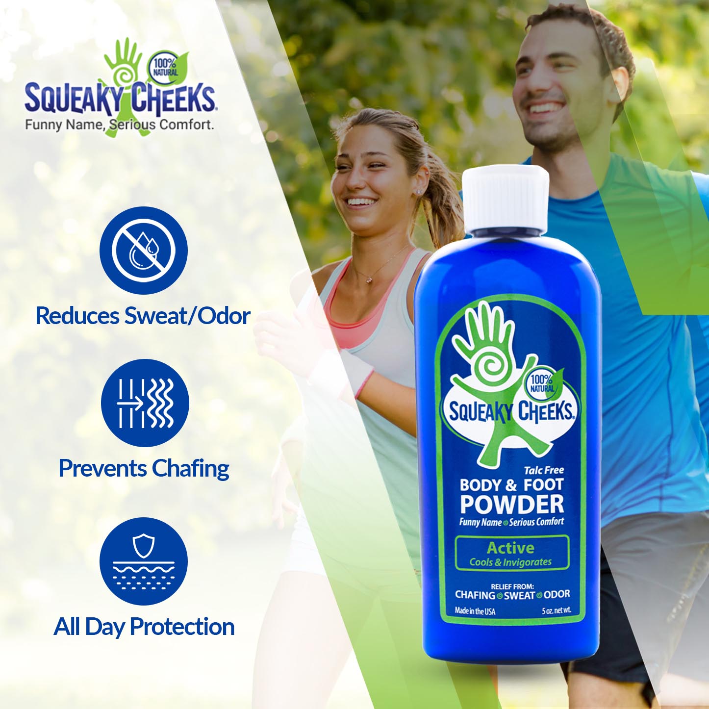 Squeaky Cheeks - Premium 100% All-Natural Body & Foot Powder